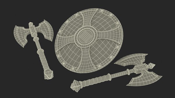 modelo 3d Escudo y hacha - TurboSquid 2396010