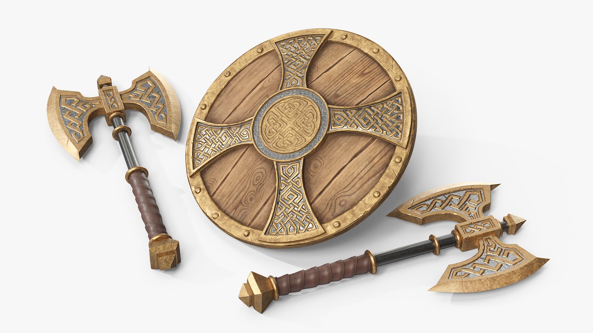 Shield And Axe 3D Model - TurboSquid 2396010