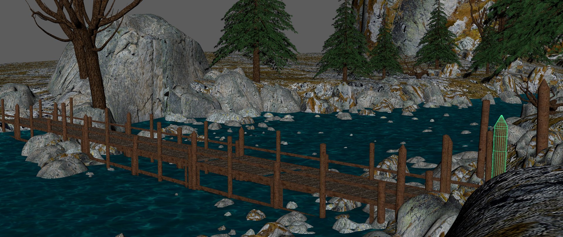 3D Model Bridge Landscape River - TurboSquid 1309851
