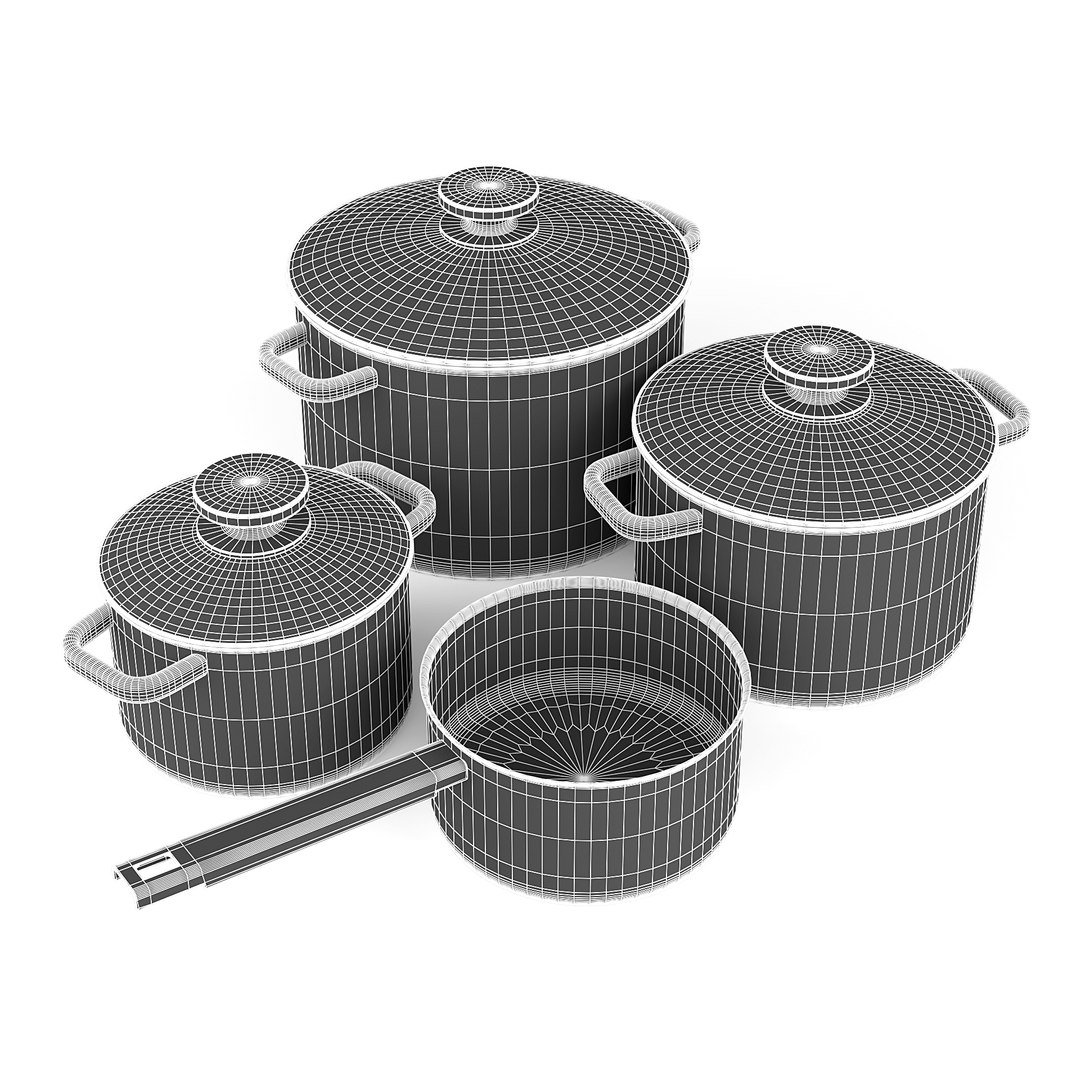 Set kitchen pots 3D model - TurboSquid 1569116