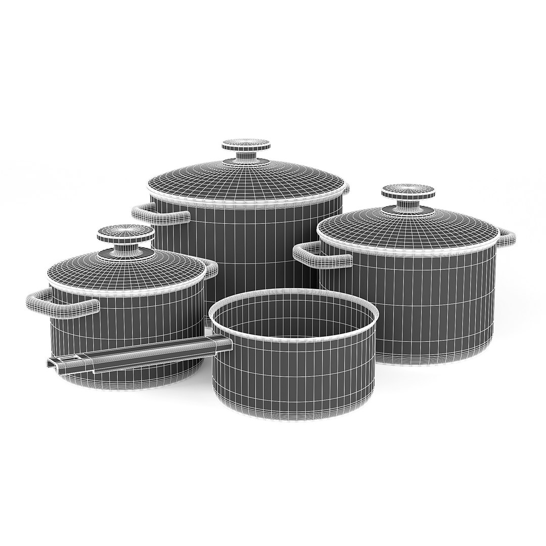 Set kitchen pots 3D model - TurboSquid 1569116