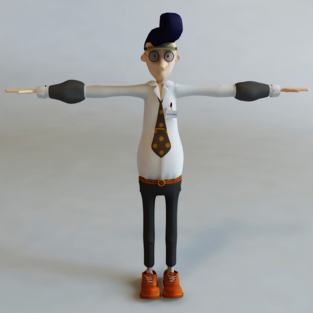 3d Model Funny Bookkeeper Rigged