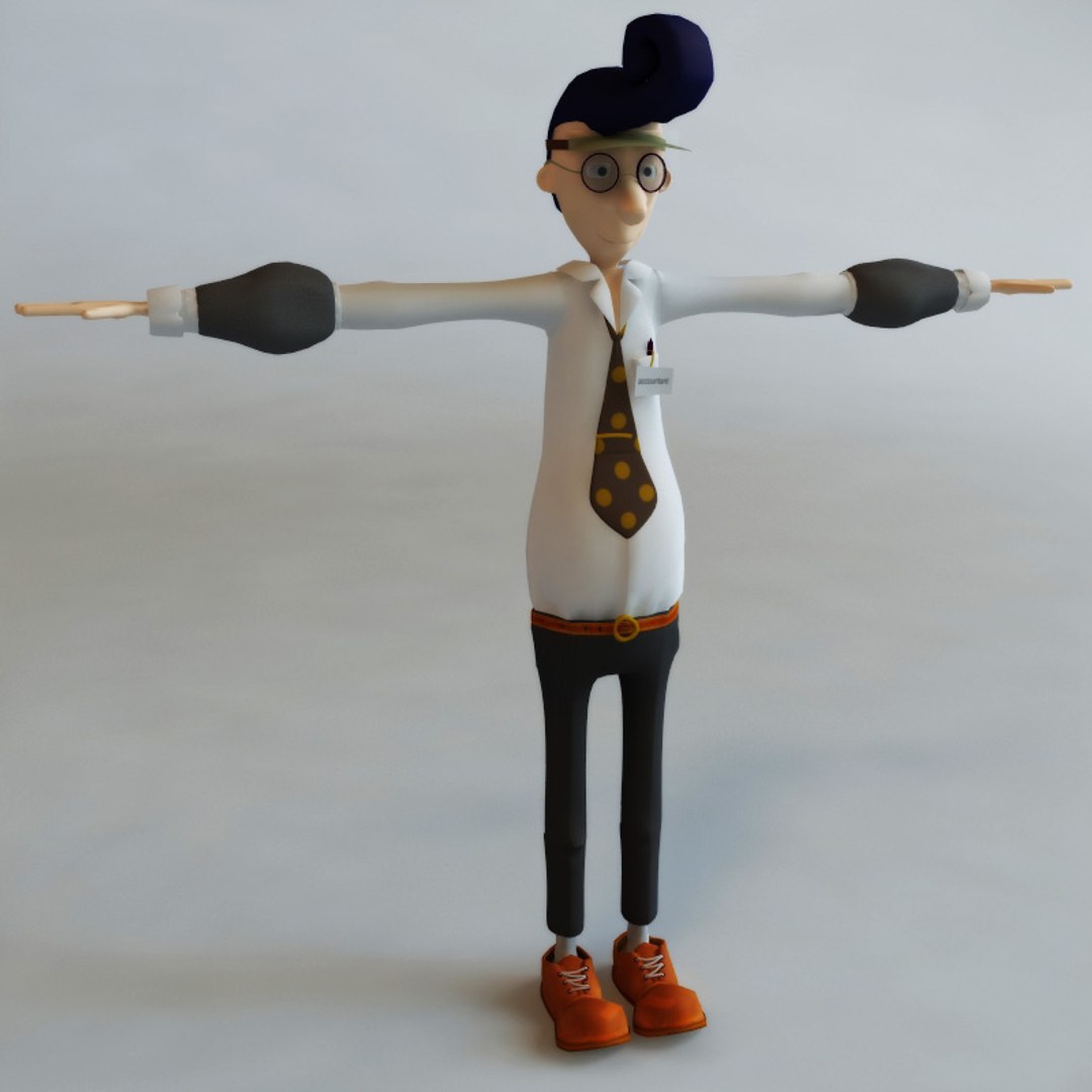 3d Model Funny Bookkeeper Rigged