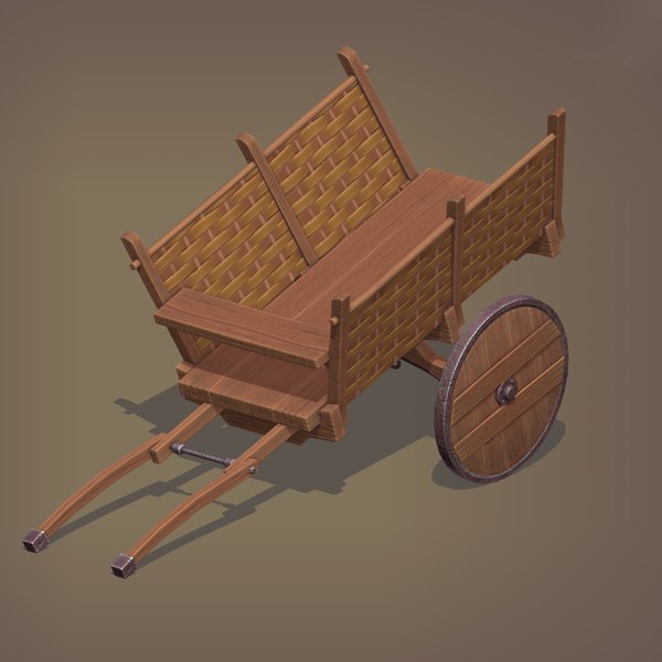 3D cartoon wooden cart - TurboSquid 1390413
