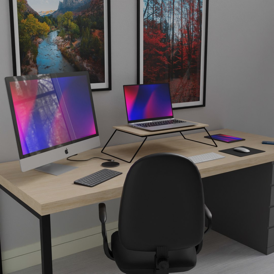 Apple Computer Desk By Nikdox 3D - TurboSquid 1966362