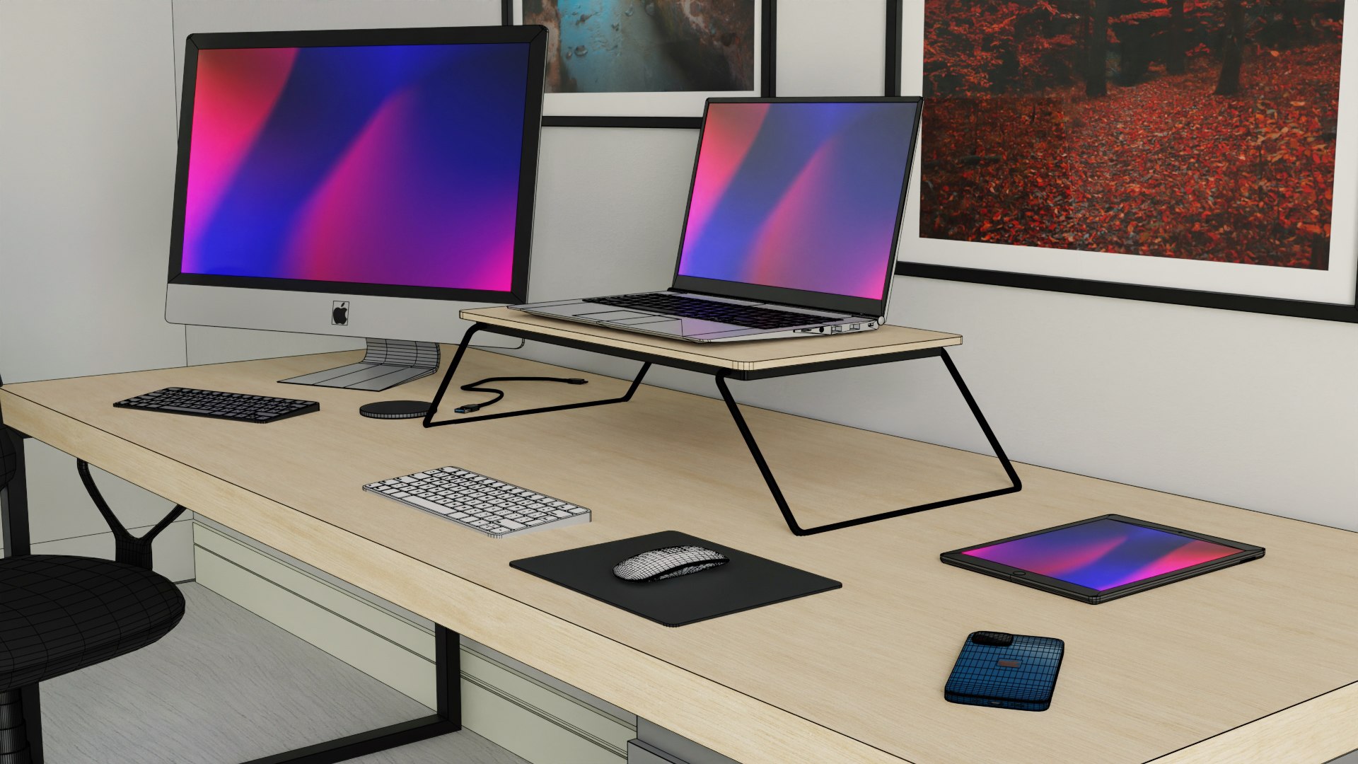 Apple Computer Desk By Nikdox 3D - TurboSquid 1966362