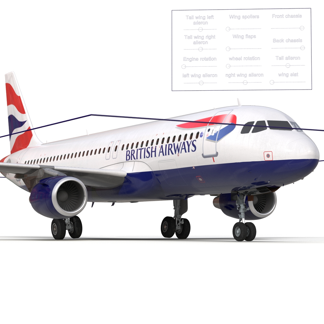 3d airbus a320 british airways model