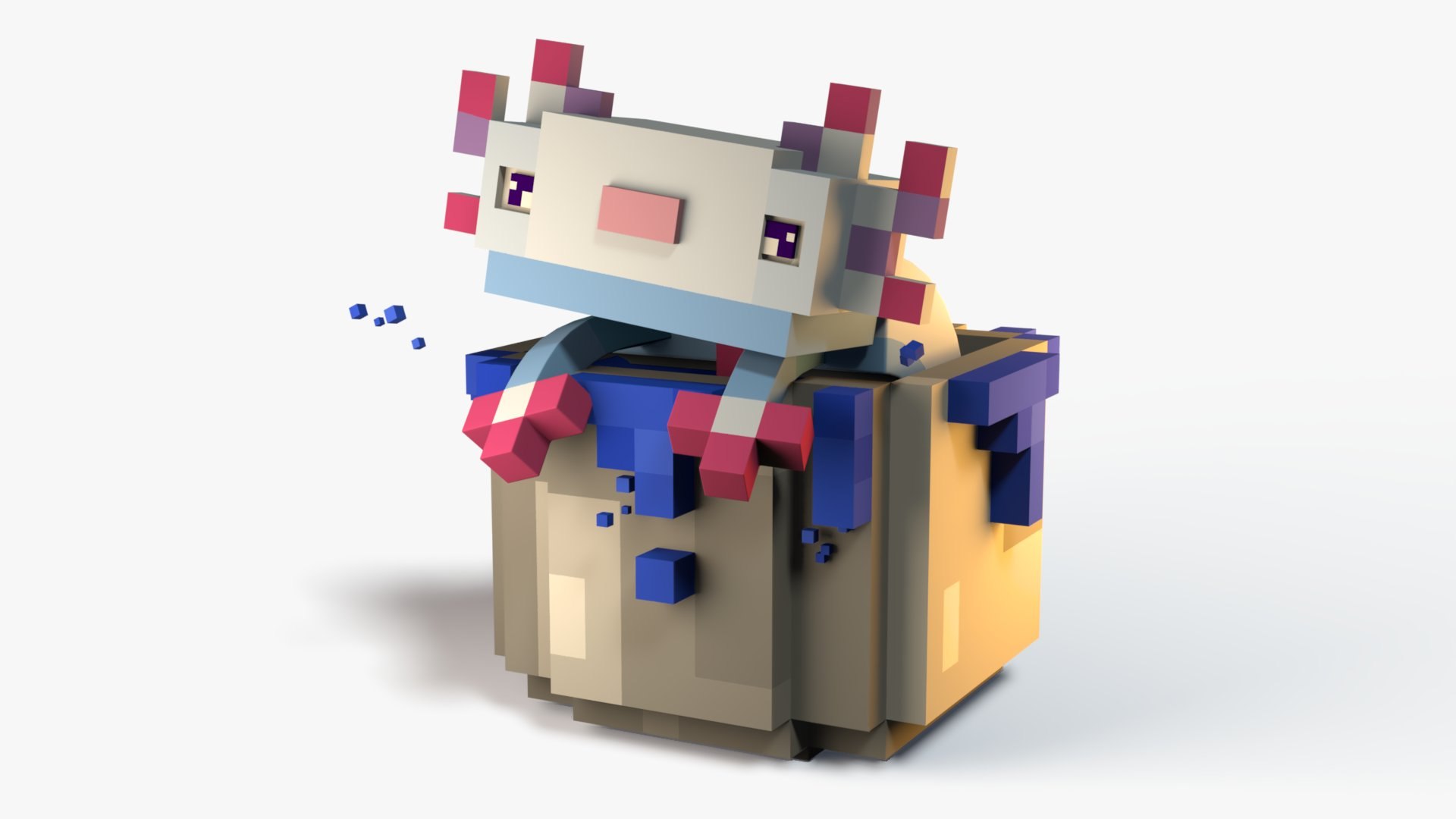 свободно 3D модель Minecraft Bucket Axolotl - TurboSquid 2476394