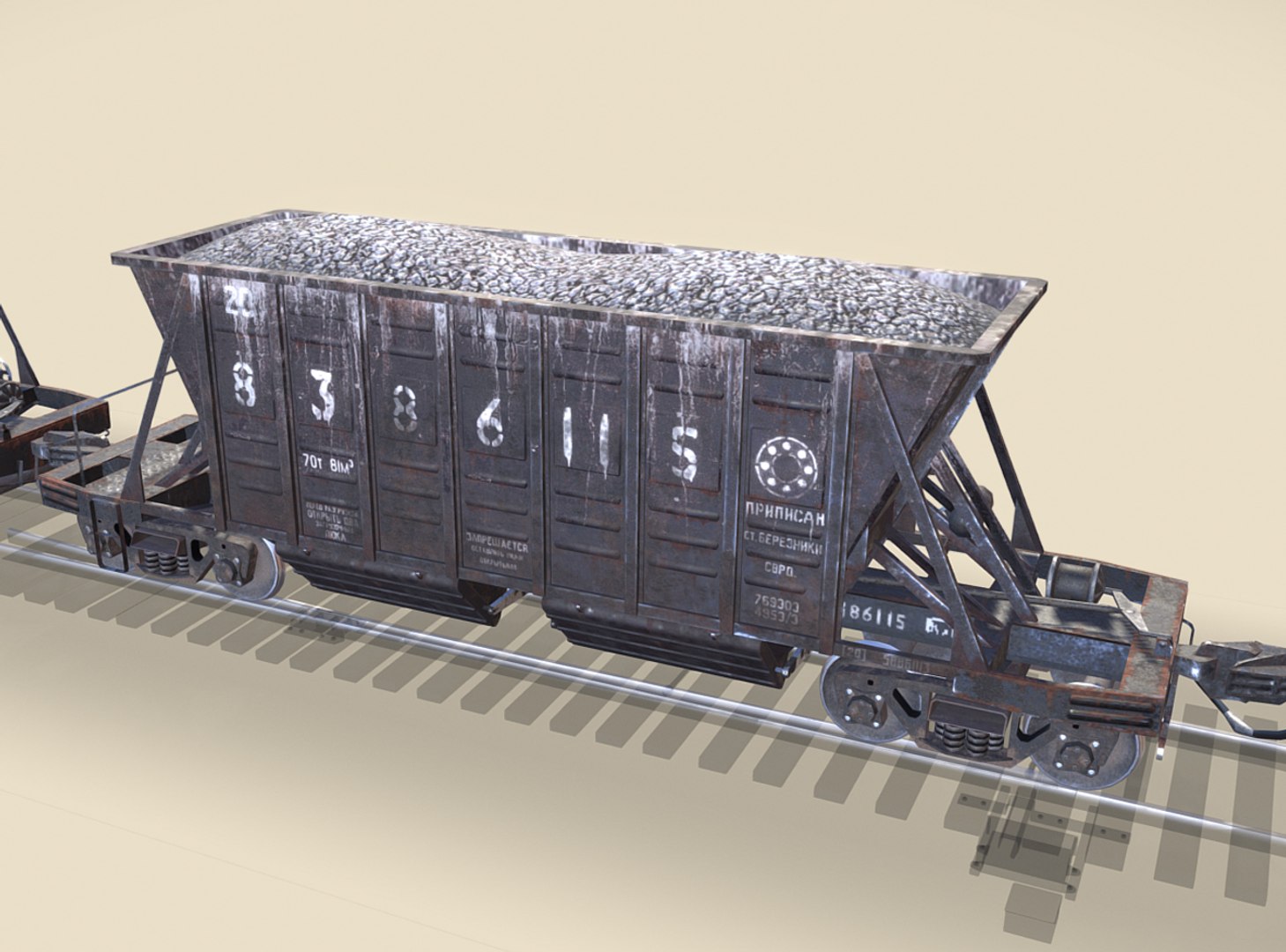 3d Railway Hopper Car