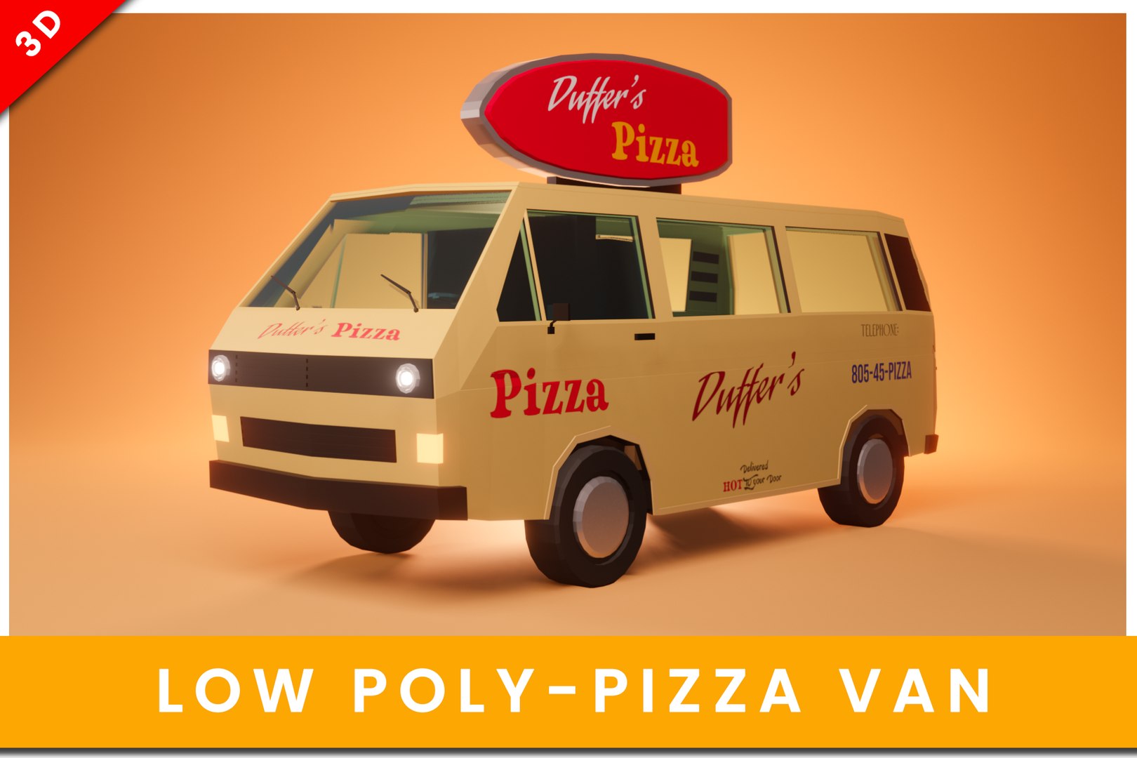 Duffers Pizza 3D Low Poly Van 3D 모델 - TurboSquid 1995811
