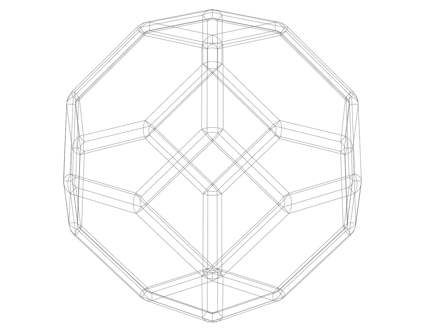 Wireframe Shape Tetradecahedron 3D - TurboSquid 2170681