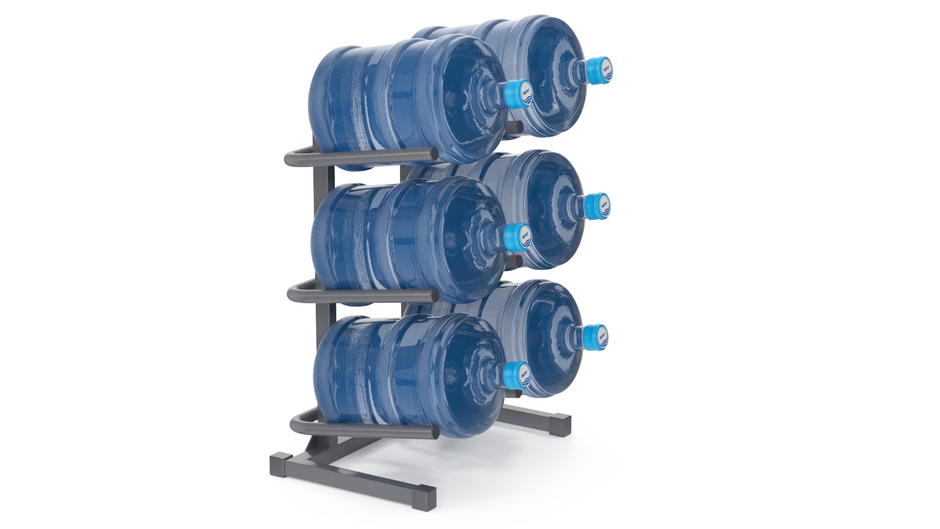 3D Water Cooler Jug Rack for 6 Bottles Gray - TurboSquid 2078060