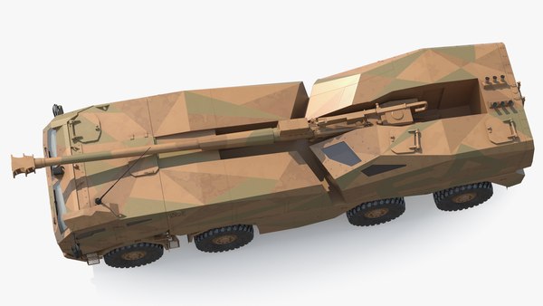 modelo 3d Obús blindado con ruedas con camuflaje del desierto ...