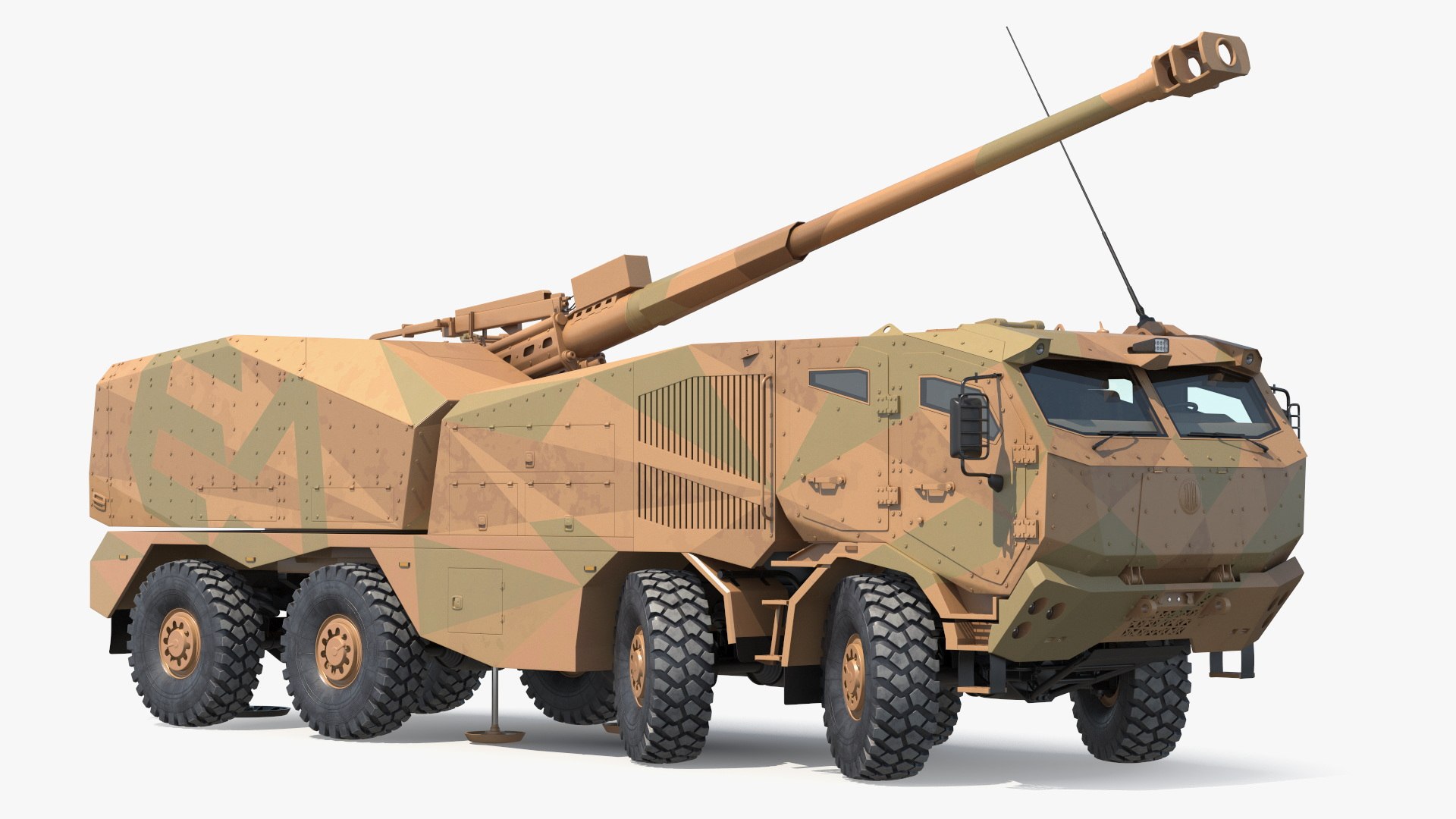 Wheeled Armored Howitzer In Desert Camouflage Rigged 3D Model ...