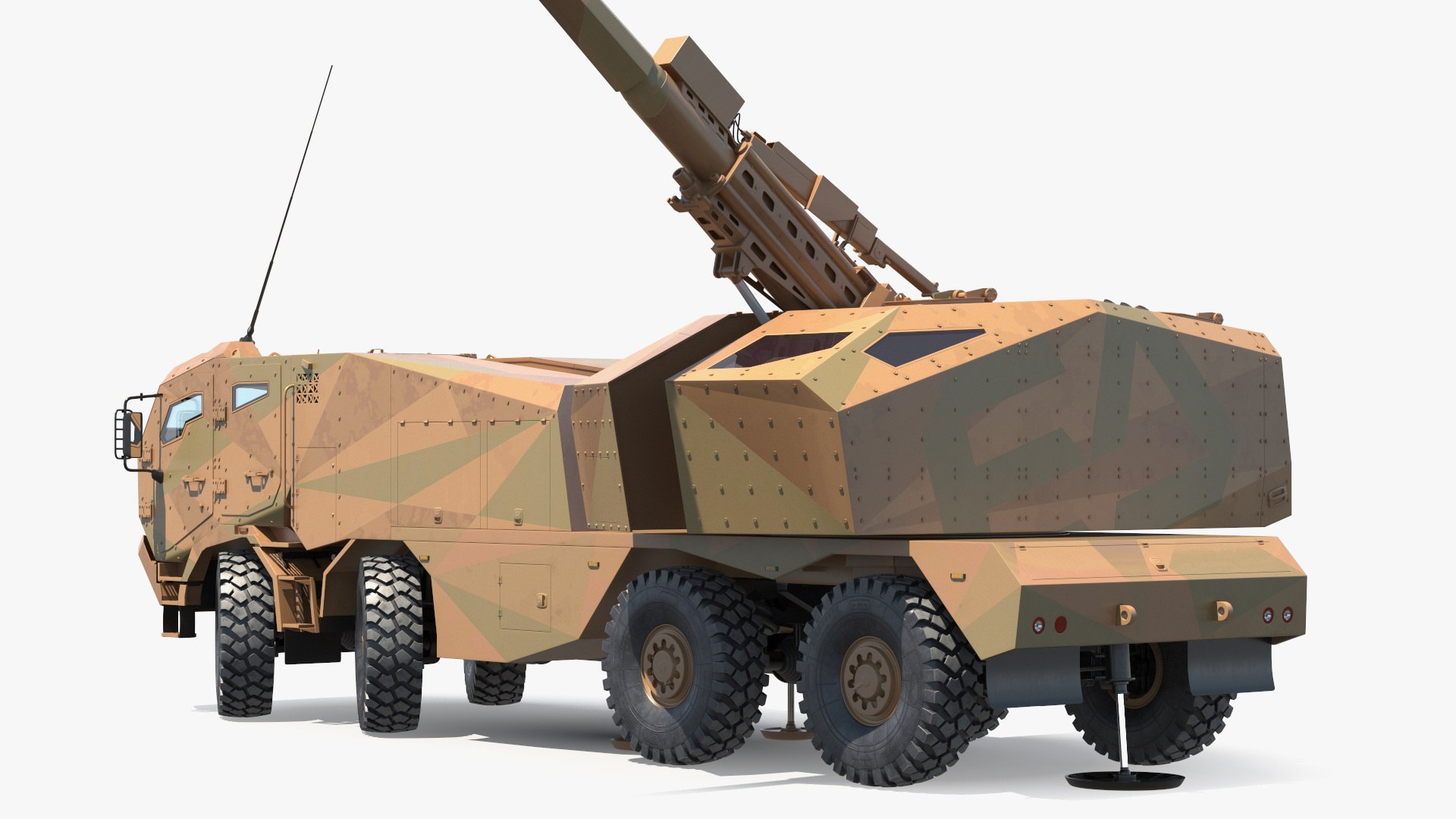 Wheeled Armored Howitzer In Desert Camouflage Rigged 3D Model ...