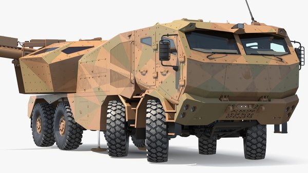 modelo 3d Obús blindado con ruedas con camuflaje del desierto ...