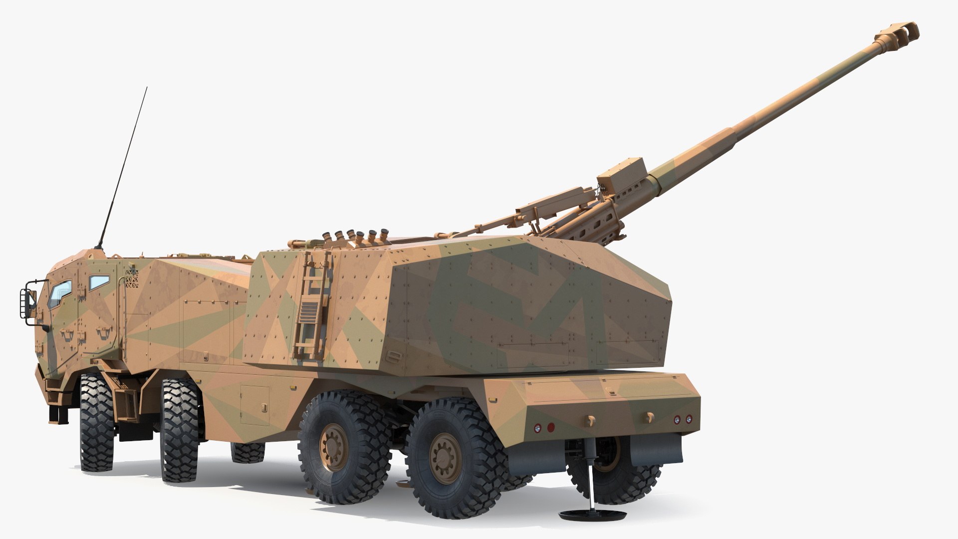 Wheeled Armored Howitzer In Desert Camouflage Rigged 3D Model ...