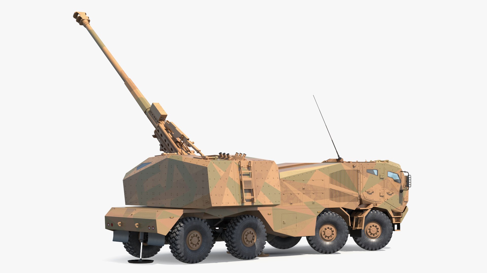 Wheeled Armored Howitzer In Desert Camouflage Rigged 3D Model ...