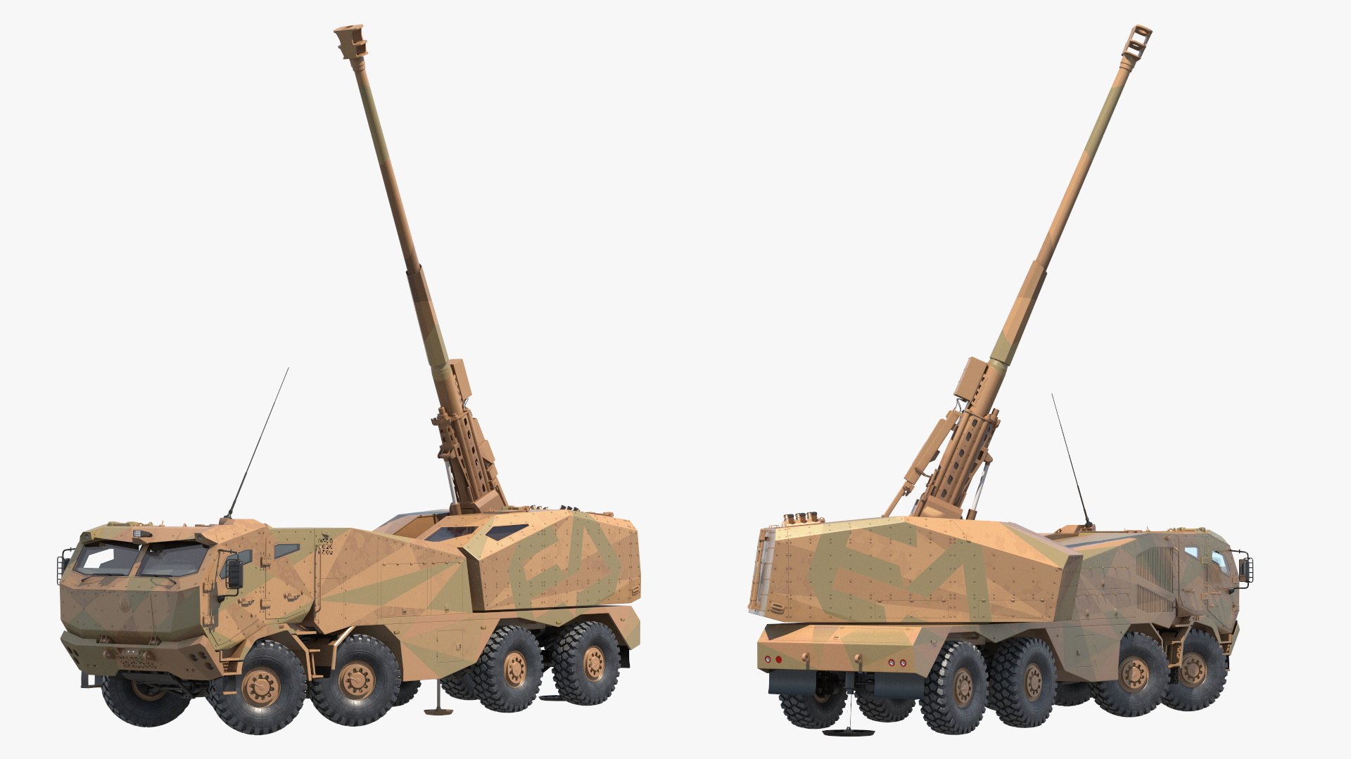 Wheeled Armored Howitzer In Desert Camouflage Rigged 3D Model ...