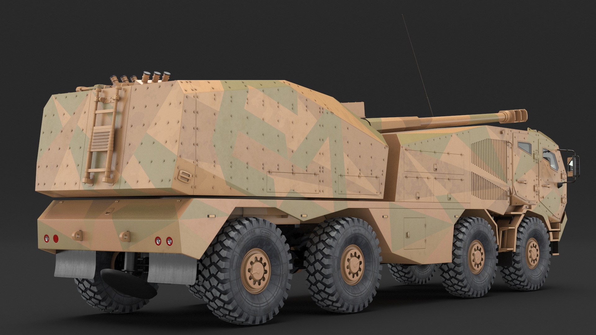 Wheeled Armored Howitzer In Desert Camouflage Rigged 3D Model ...