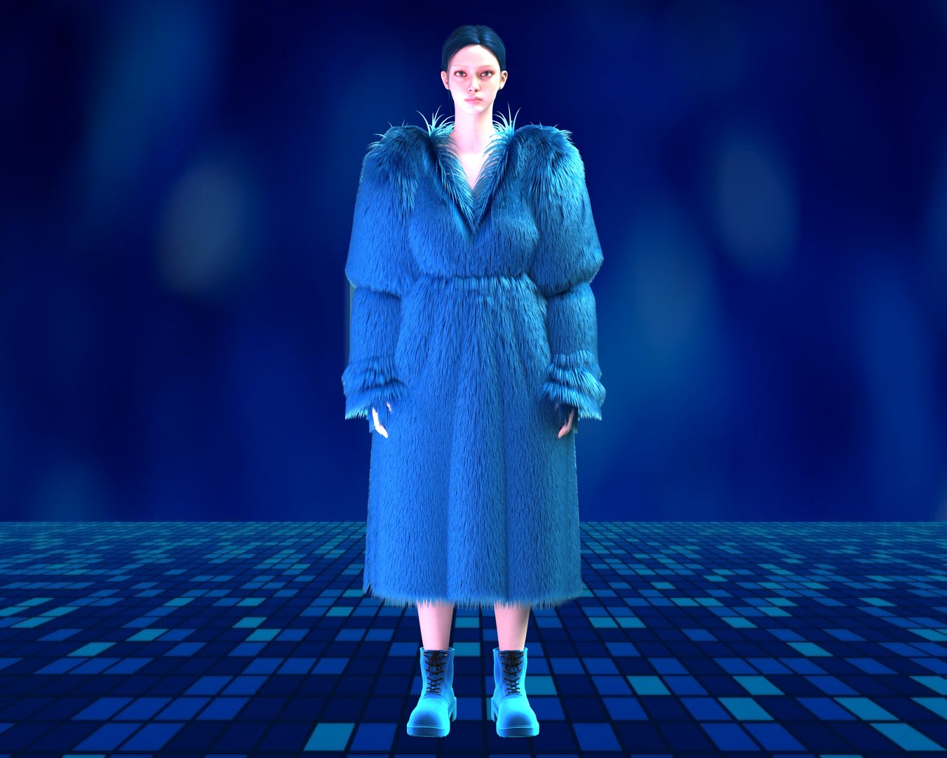 3D Model NFT-Ladies Fur Dress - TurboSquid 2024082