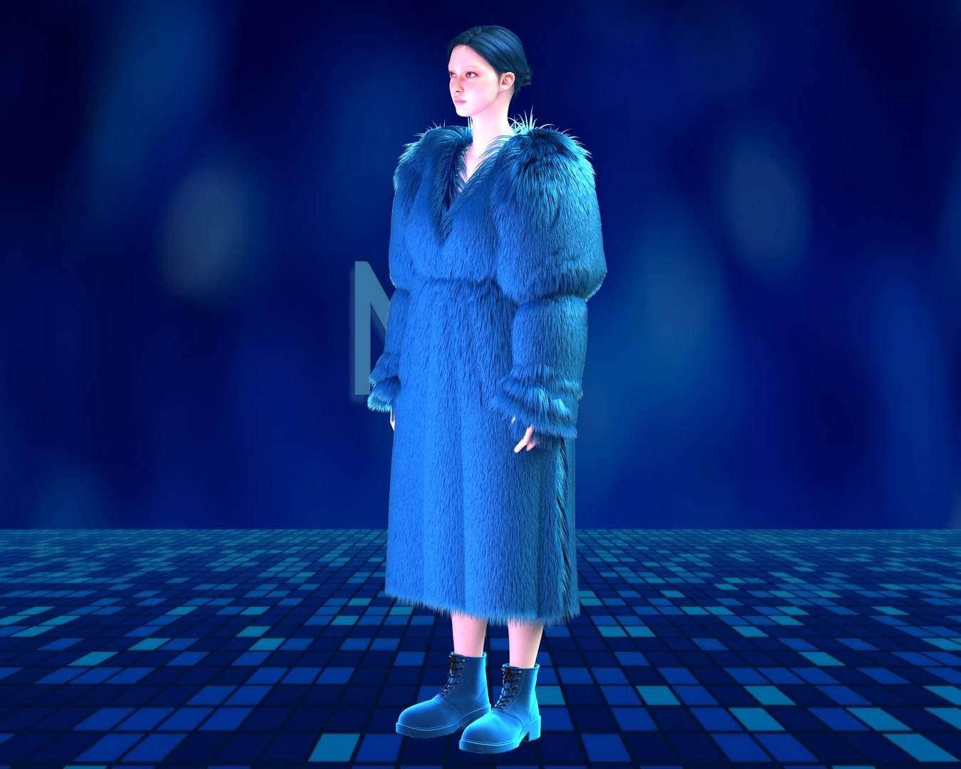 3D Model NFT-Ladies Fur Dress - TurboSquid 2024082