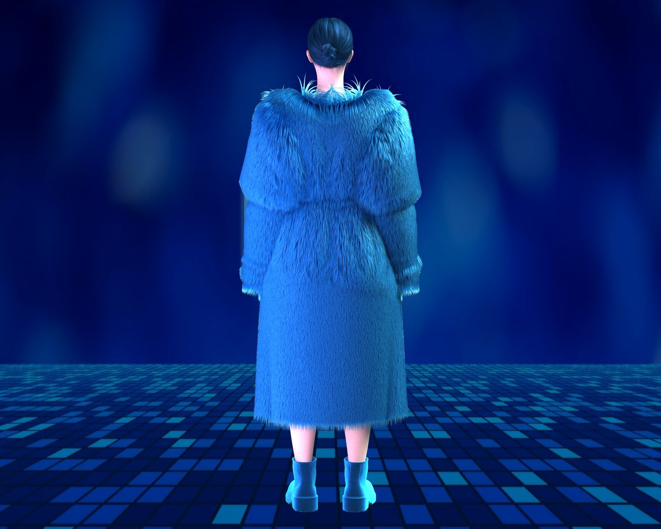 3D Model NFT-Ladies Fur Dress - TurboSquid 2024082