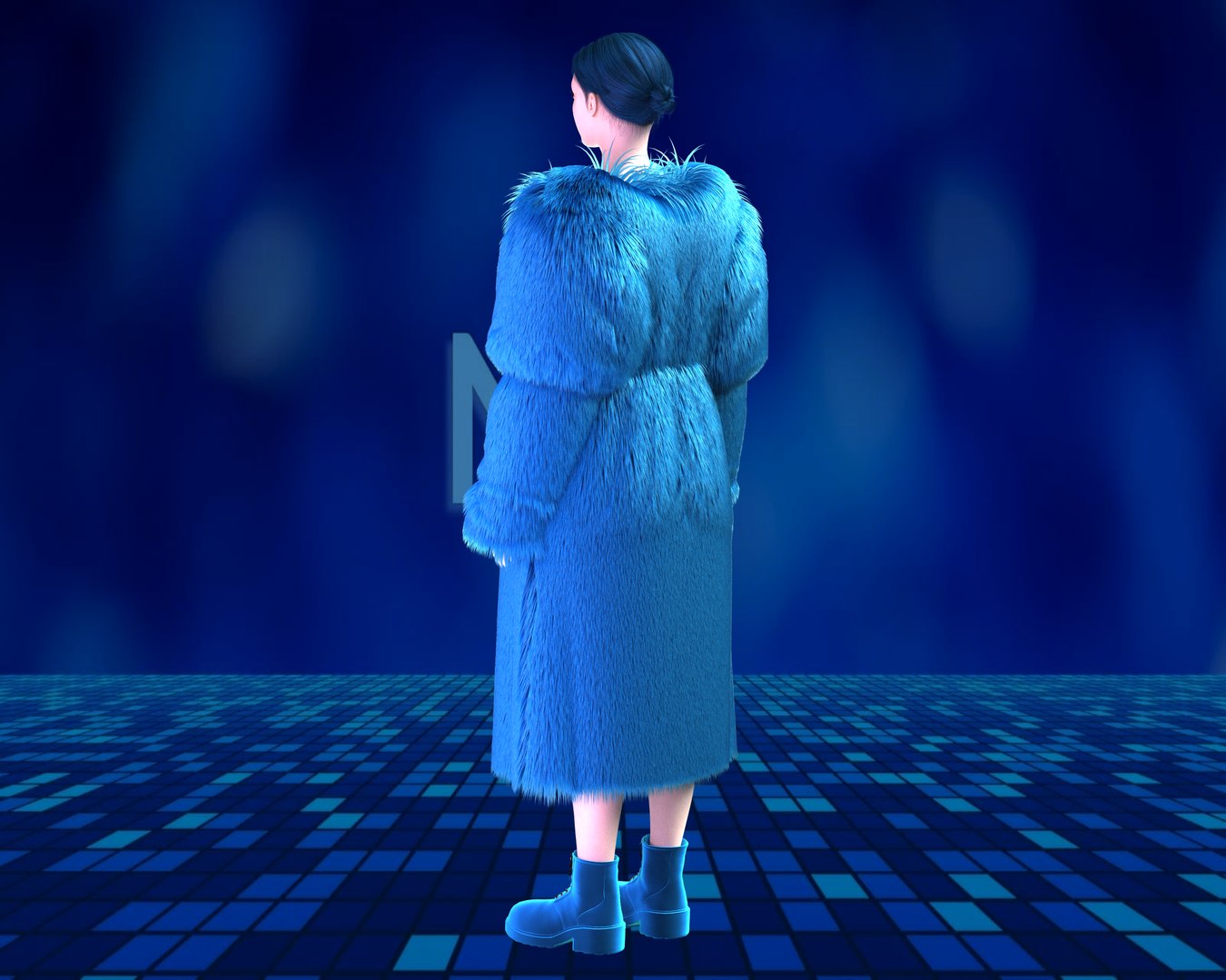 3D Model NFT-Ladies Fur Dress - TurboSquid 2024082