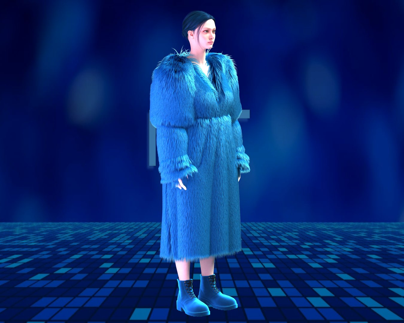 3D Model NFT-Ladies Fur Dress - TurboSquid 2024082