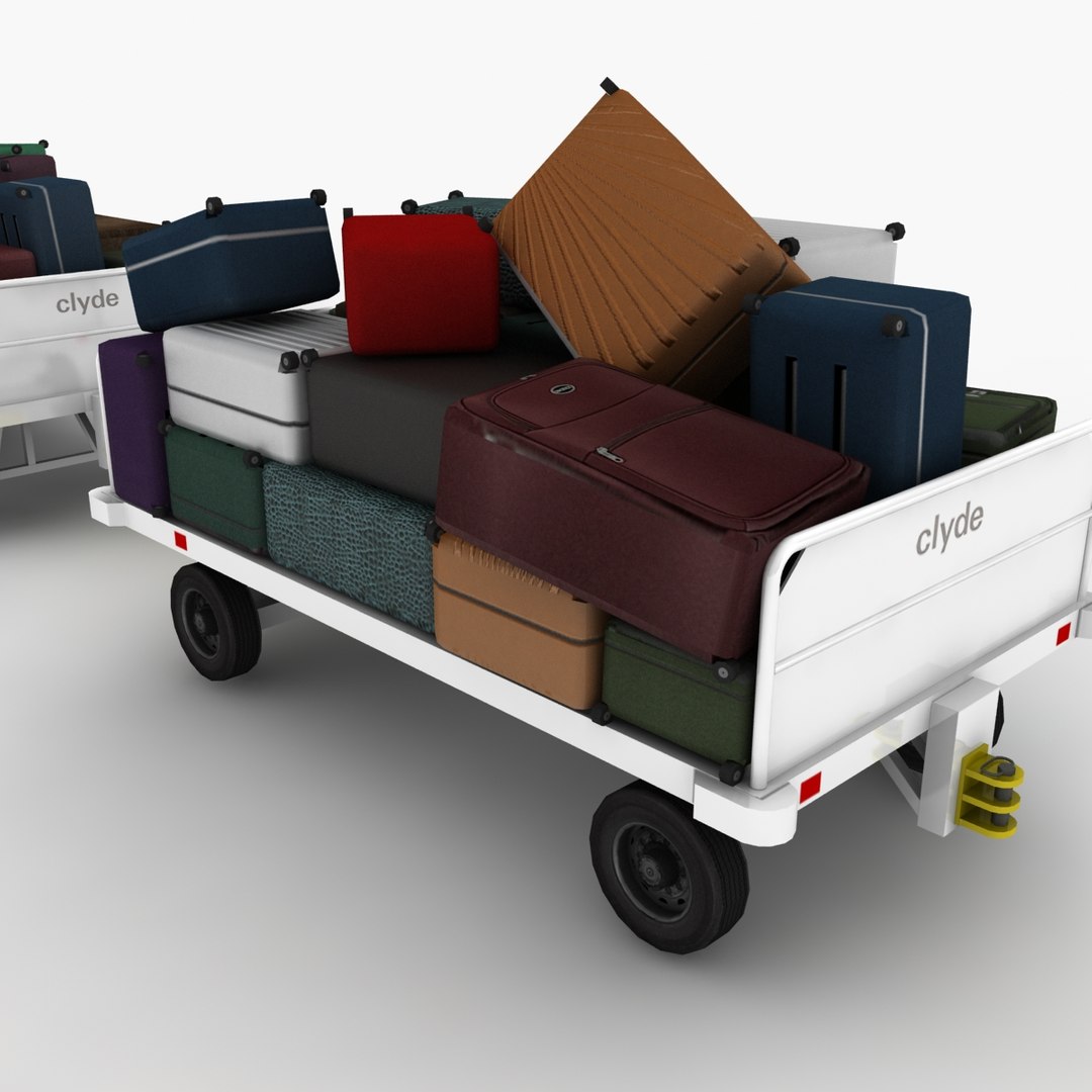3d Clyde Baggage Carts Loaded Model