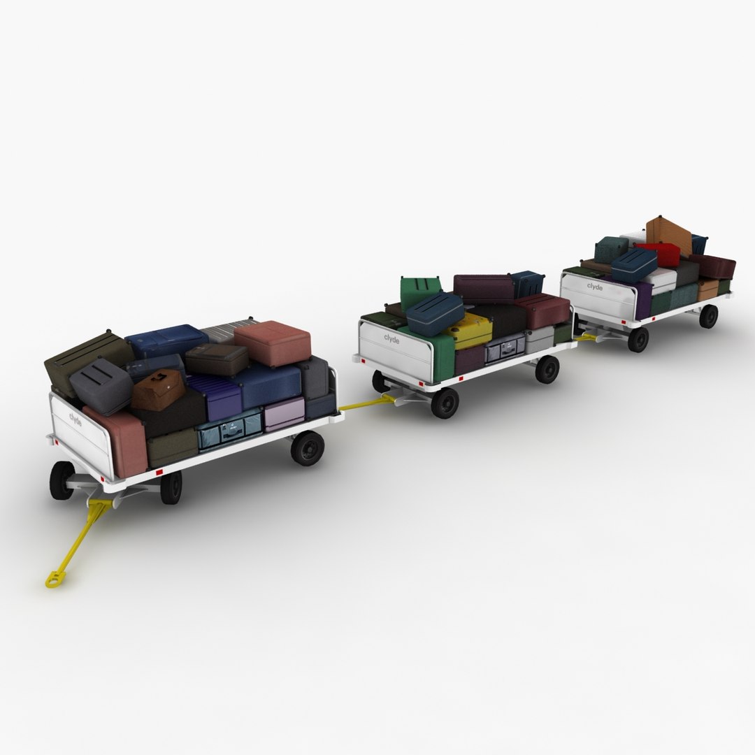 3d Clyde Baggage Carts Loaded Model