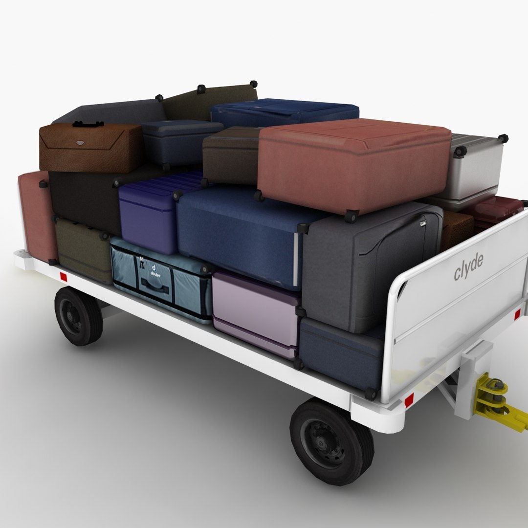 3d Clyde Baggage Carts Loaded Model