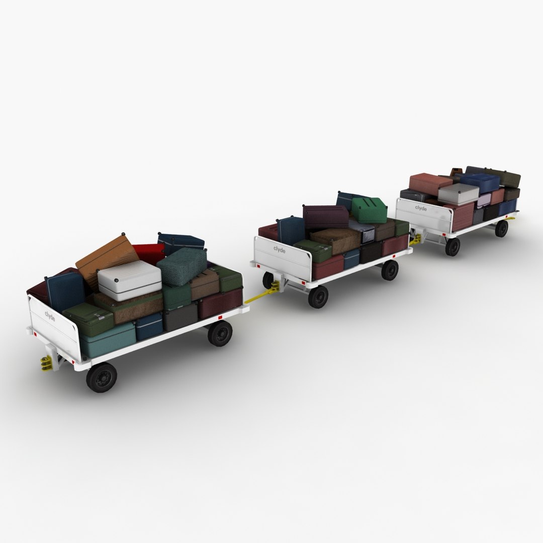 3d Clyde Baggage Carts Loaded Model