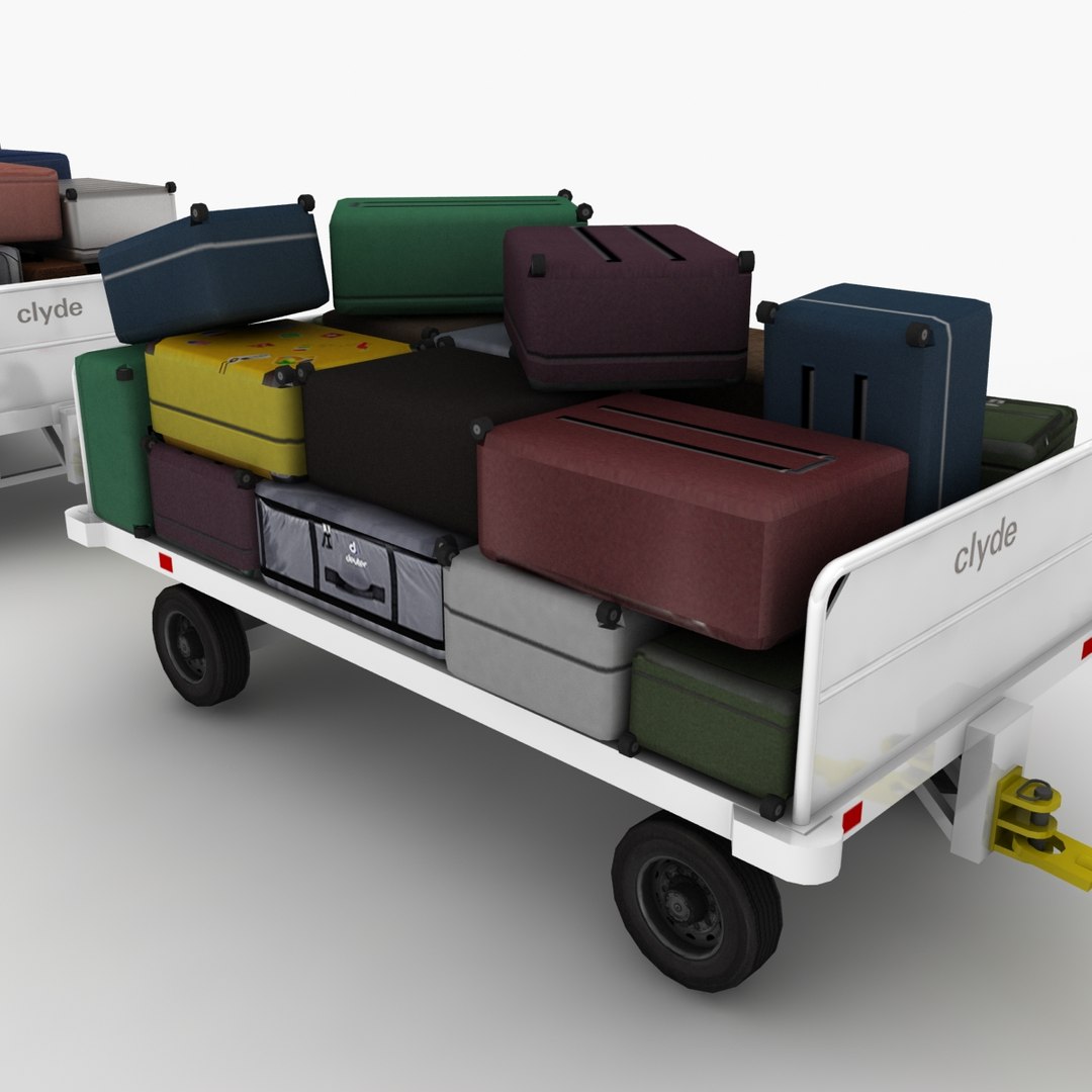 3d Clyde Baggage Carts Loaded Model