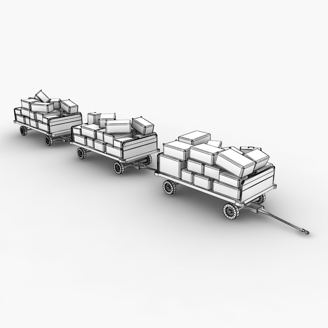 3d Clyde Baggage Carts Loaded Model