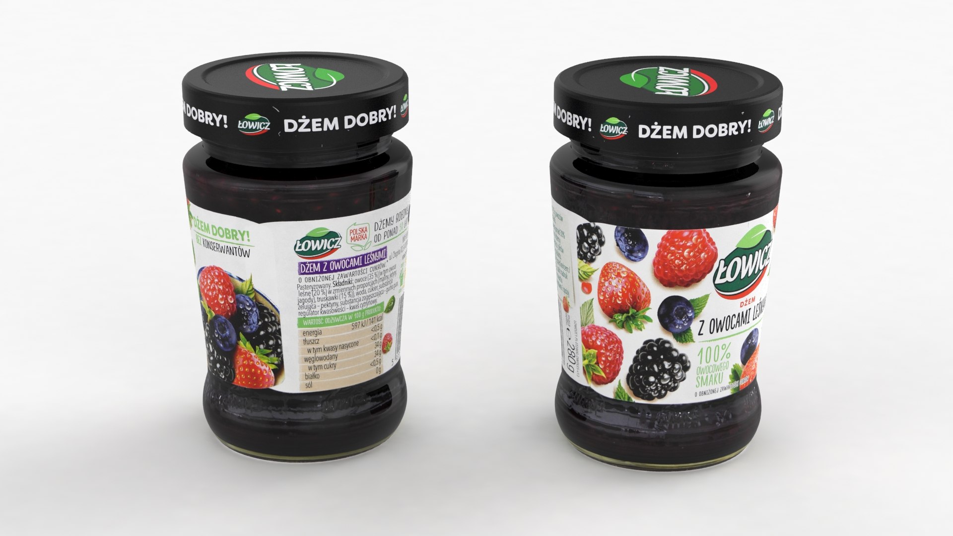 3D Model Jam Jar Lowicz Jam Forest Fruits 280g 2023 - TurboSquid 2038702