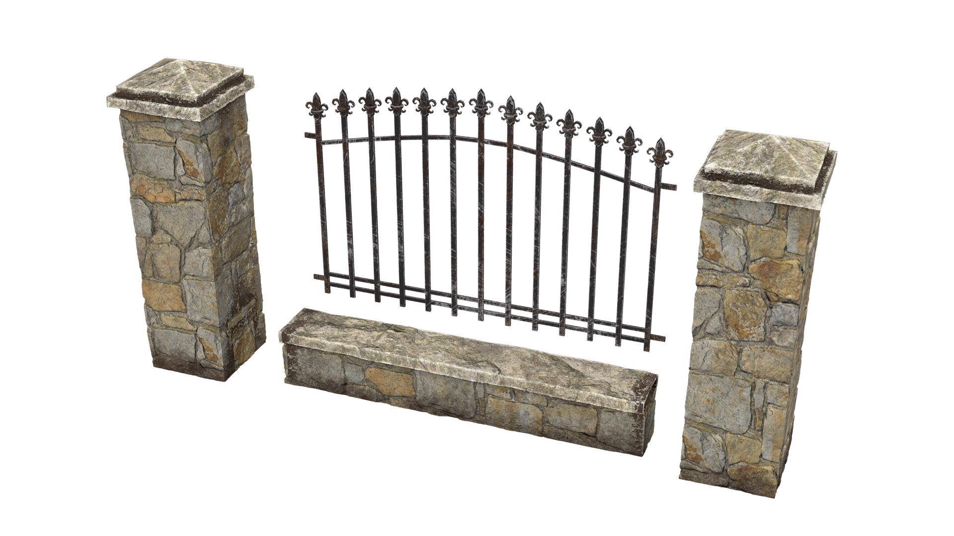 3D Old Stone Fence Model - TurboSquid 1839684
