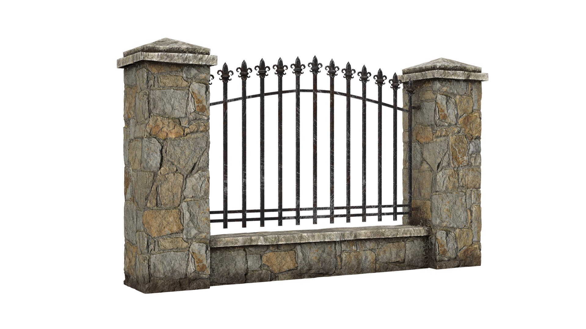 3D Old Stone Fence Model - TurboSquid 1839684