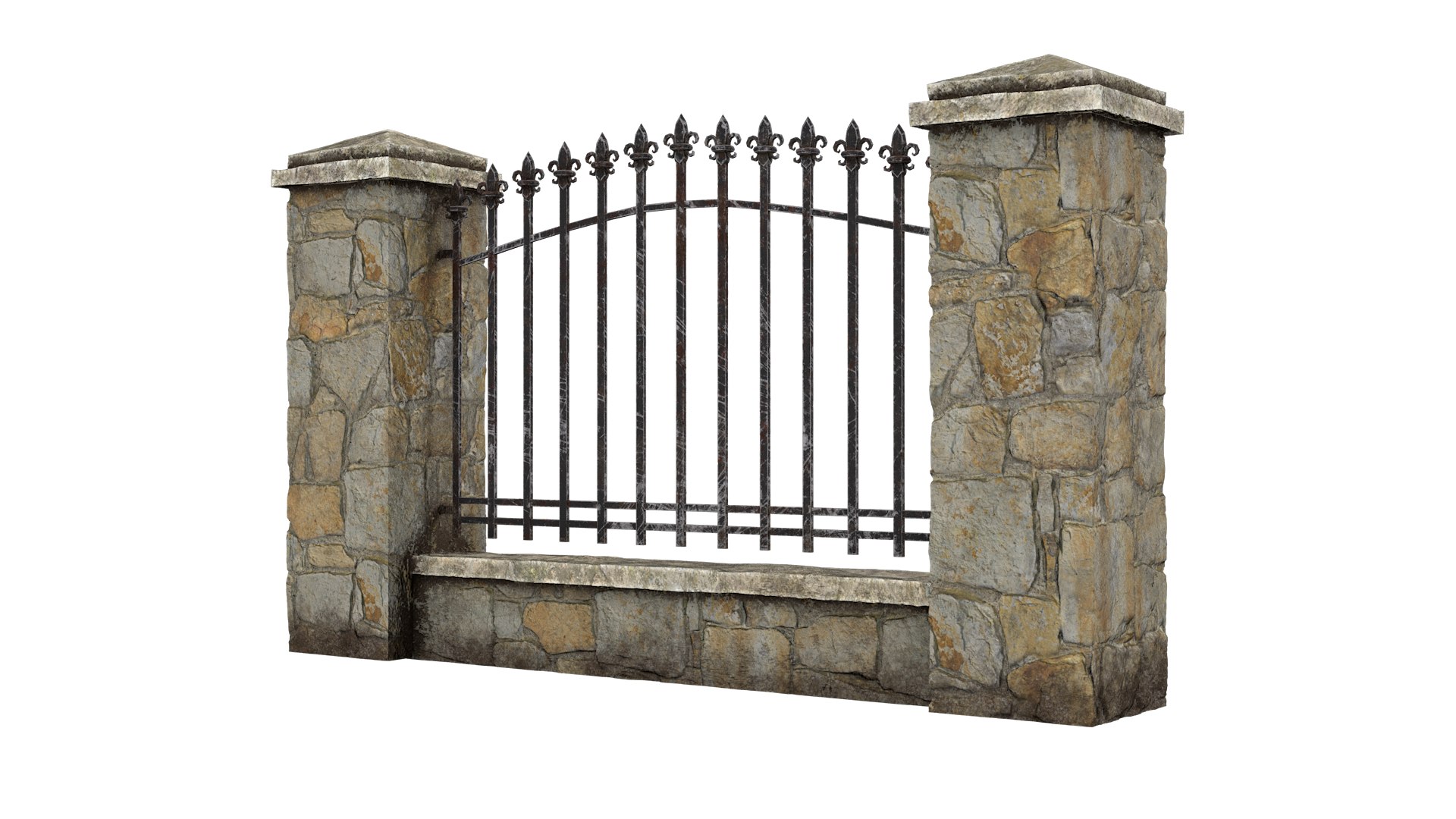 3D Old Stone Fence Model - TurboSquid 1839684