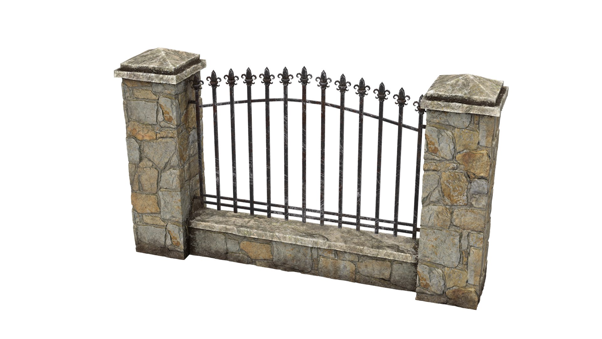 3D Old Stone Fence Model - TurboSquid 1839684