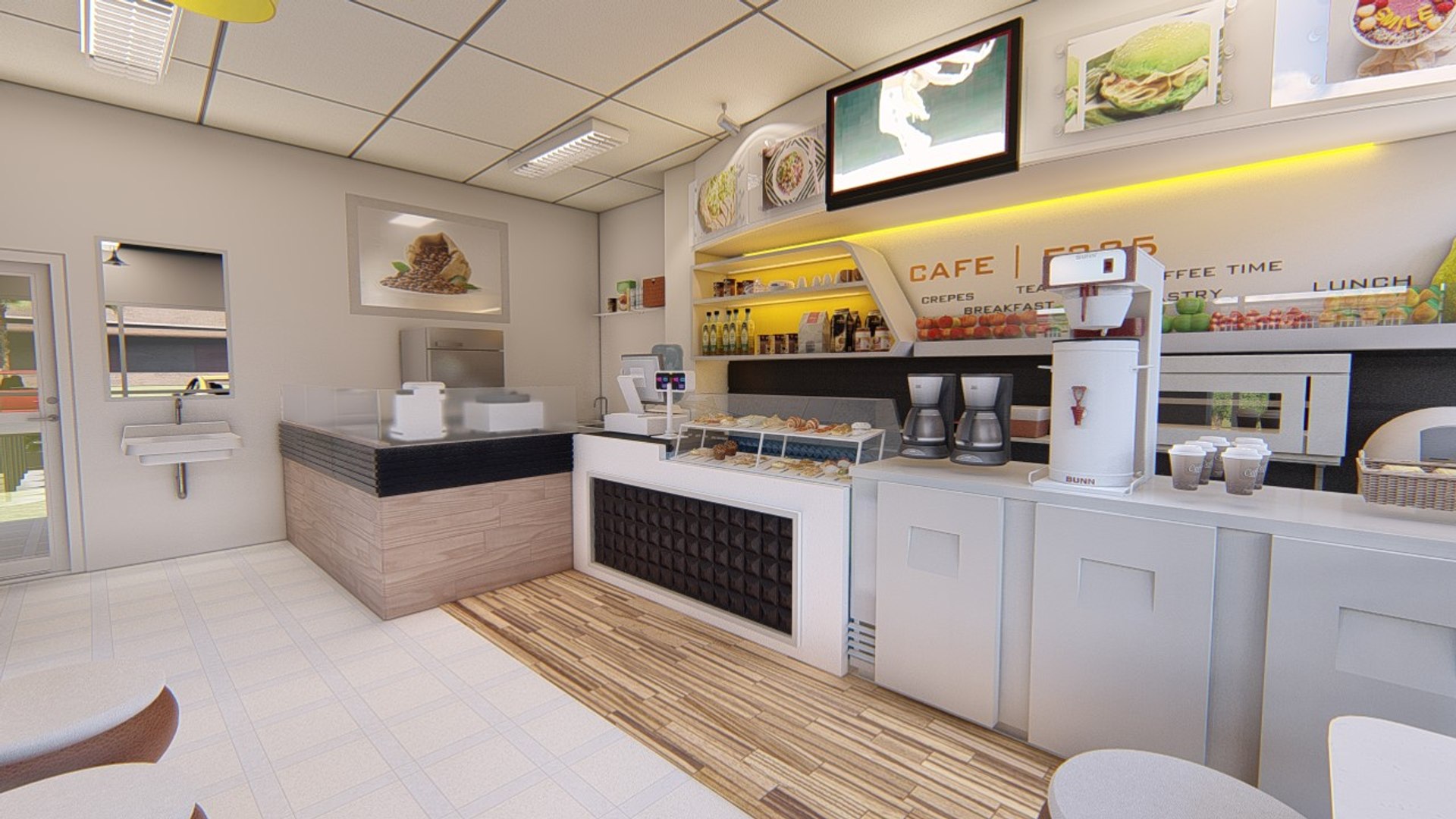 3D Small Cafe Model - TurboSquid 1434096