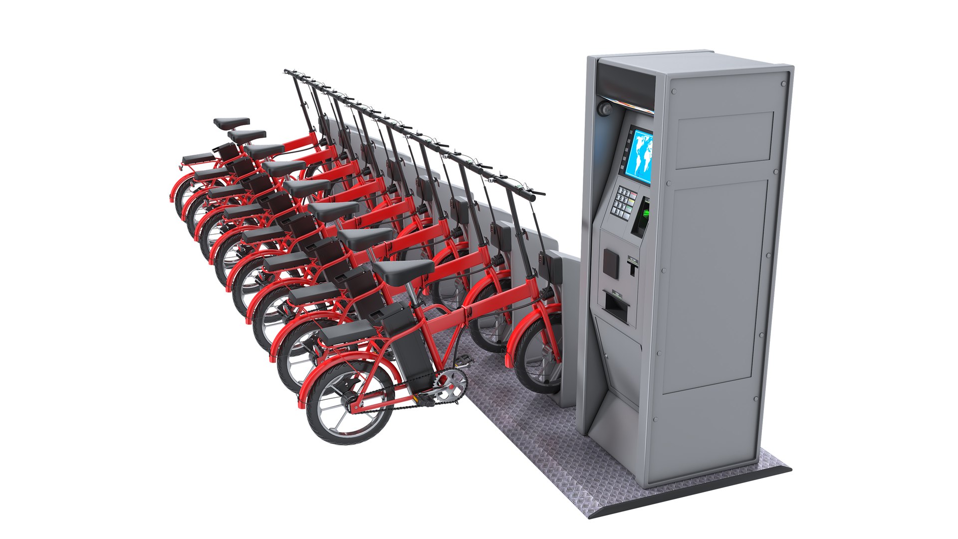 3D Bike Rental Full Rack Model - TurboSquid 2230421