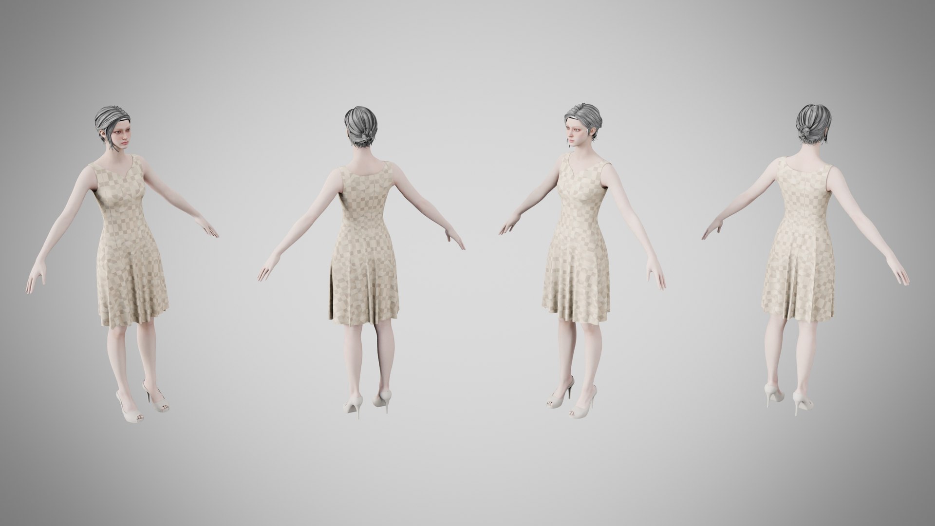 3D Model Dress 36 Checker Tone - TurboSquid 2503358