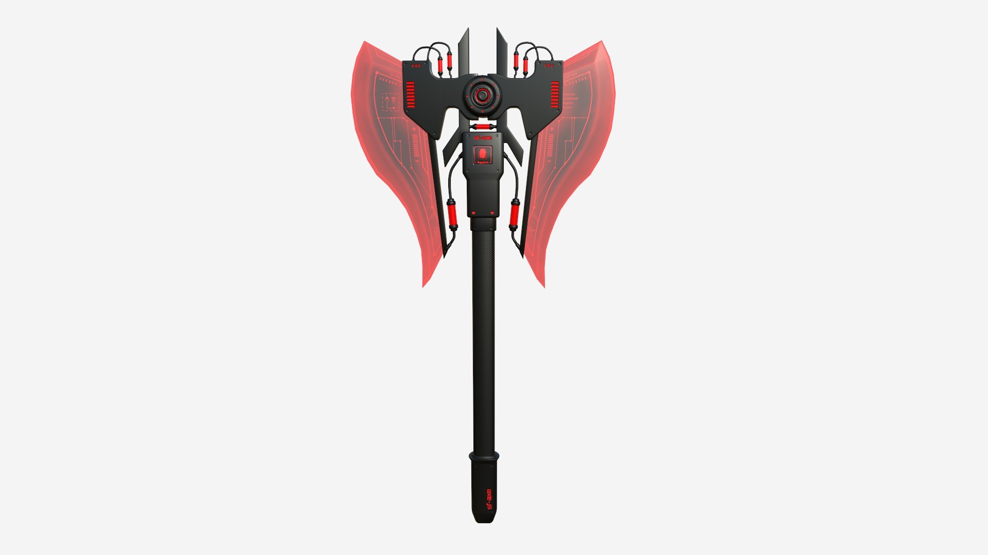 SciFi War Axe B04 Black Red - Sci Fi Weapon Design 3D model ...