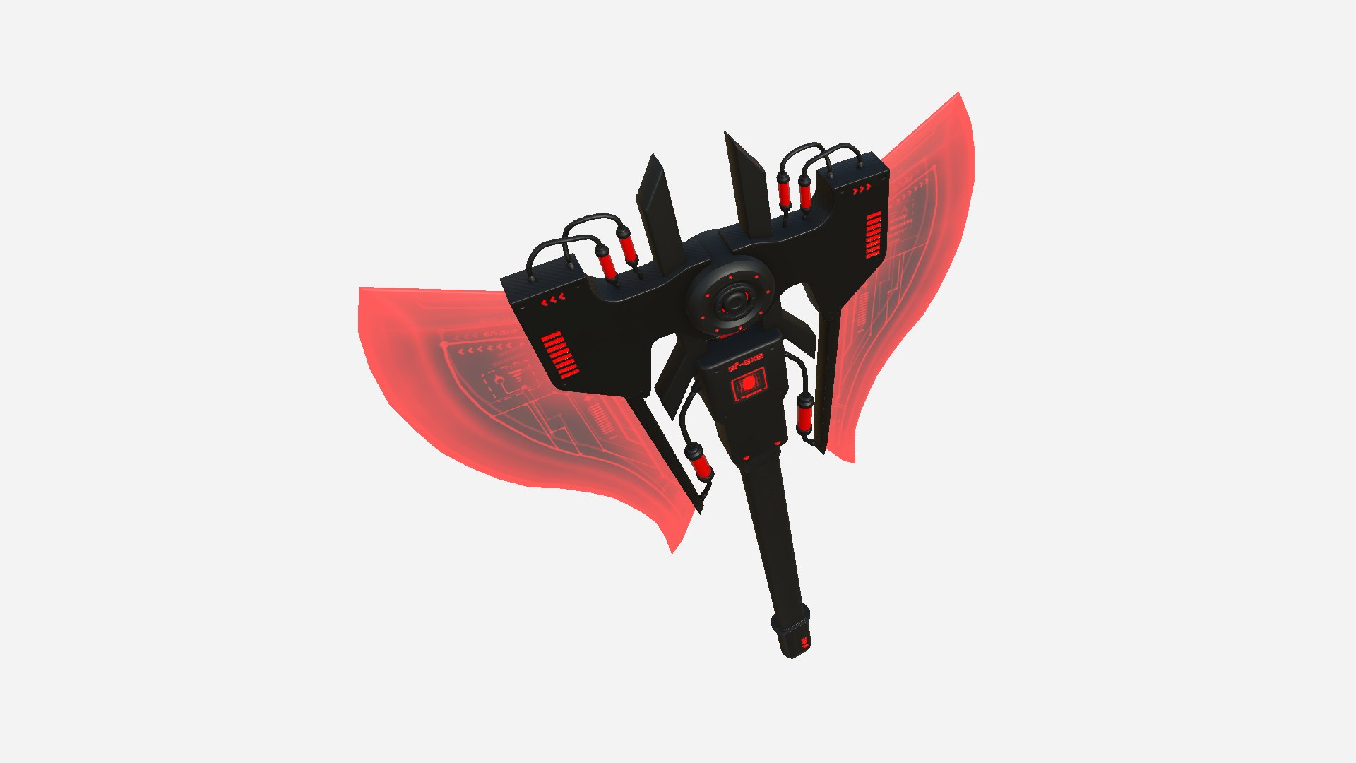 SciFi War Axe B04 Black Red - Sci Fi Weapon Design 3D model ...