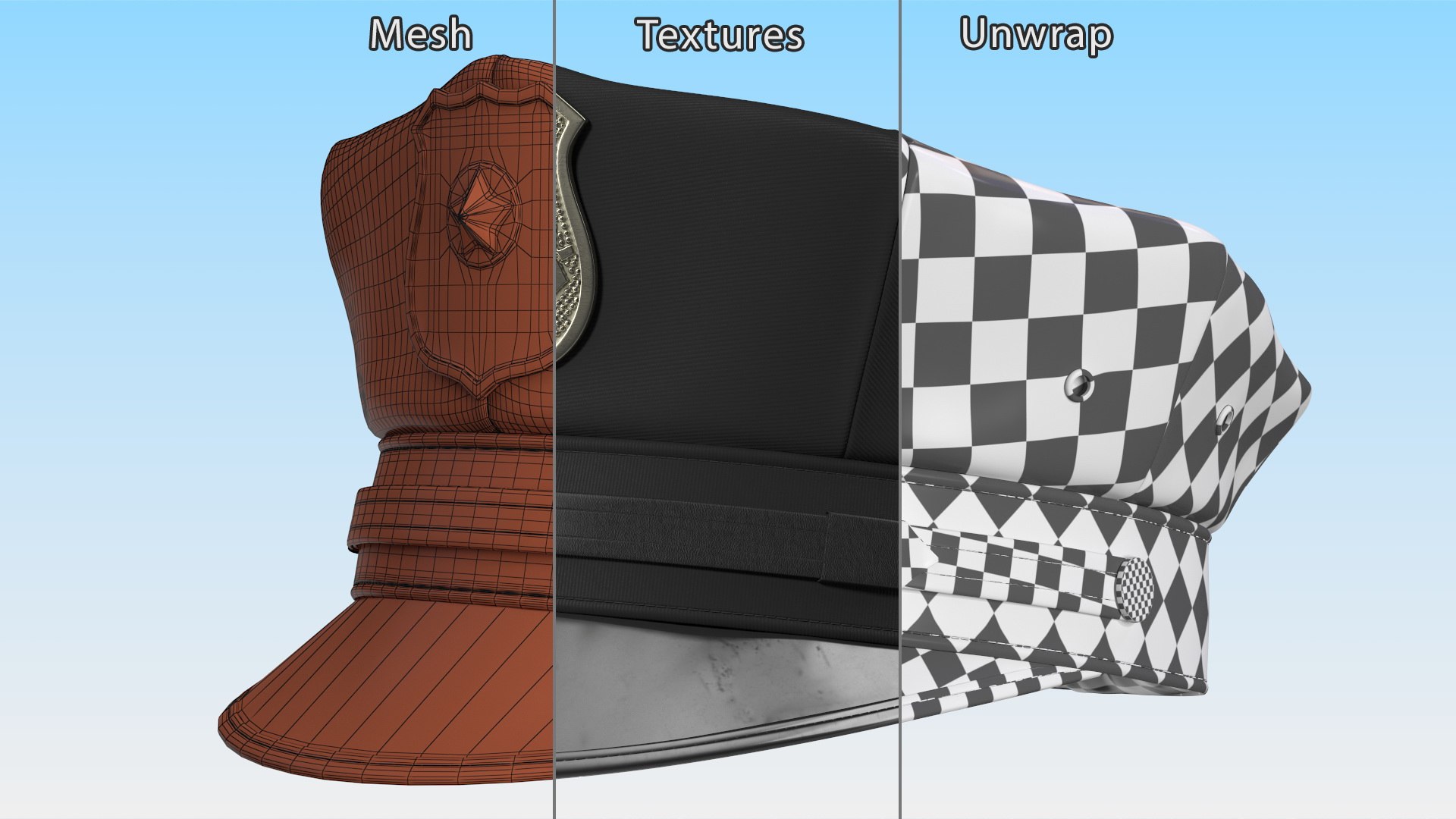 3D Police Officer Cap With Badge - TurboSquid 2264707