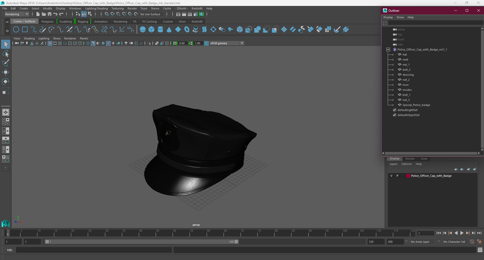 3D Police Officer Cap With Badge - TurboSquid 2264707