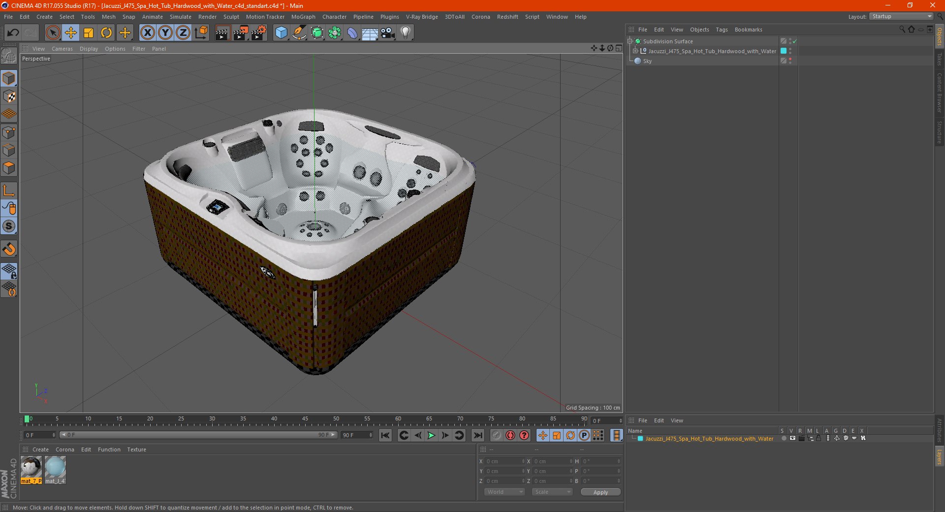 3D Jacuzzi J475 Spa Hot Tub Hardwood with Water model - TurboSquid 1726235