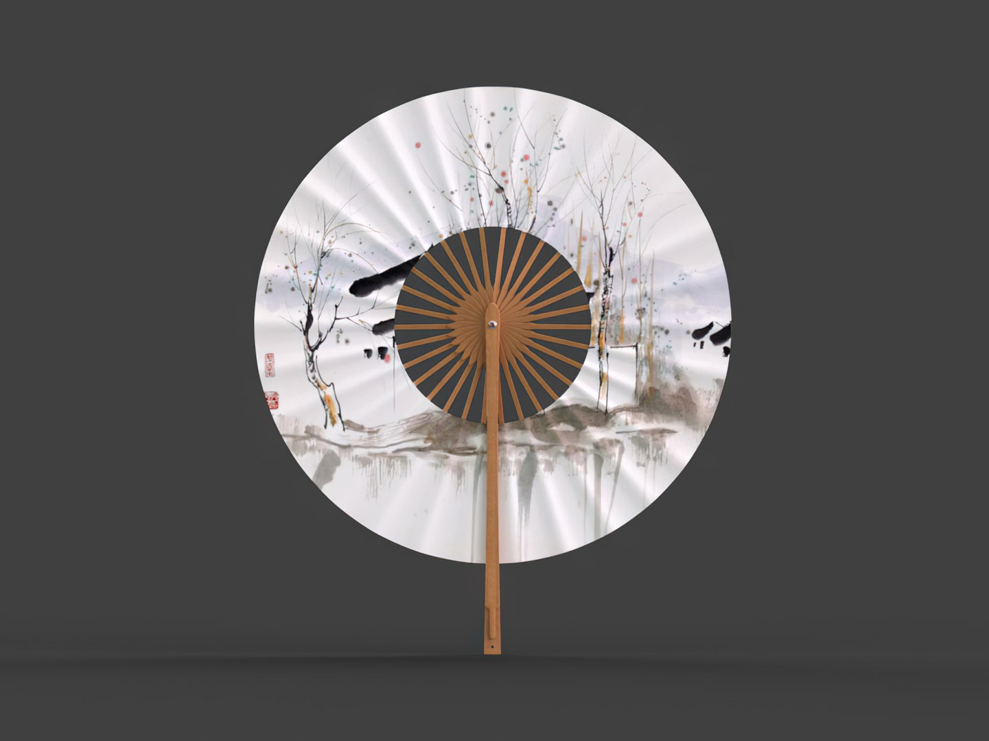 Chinese Traditional Round Fan Model - TurboSquid 2049547