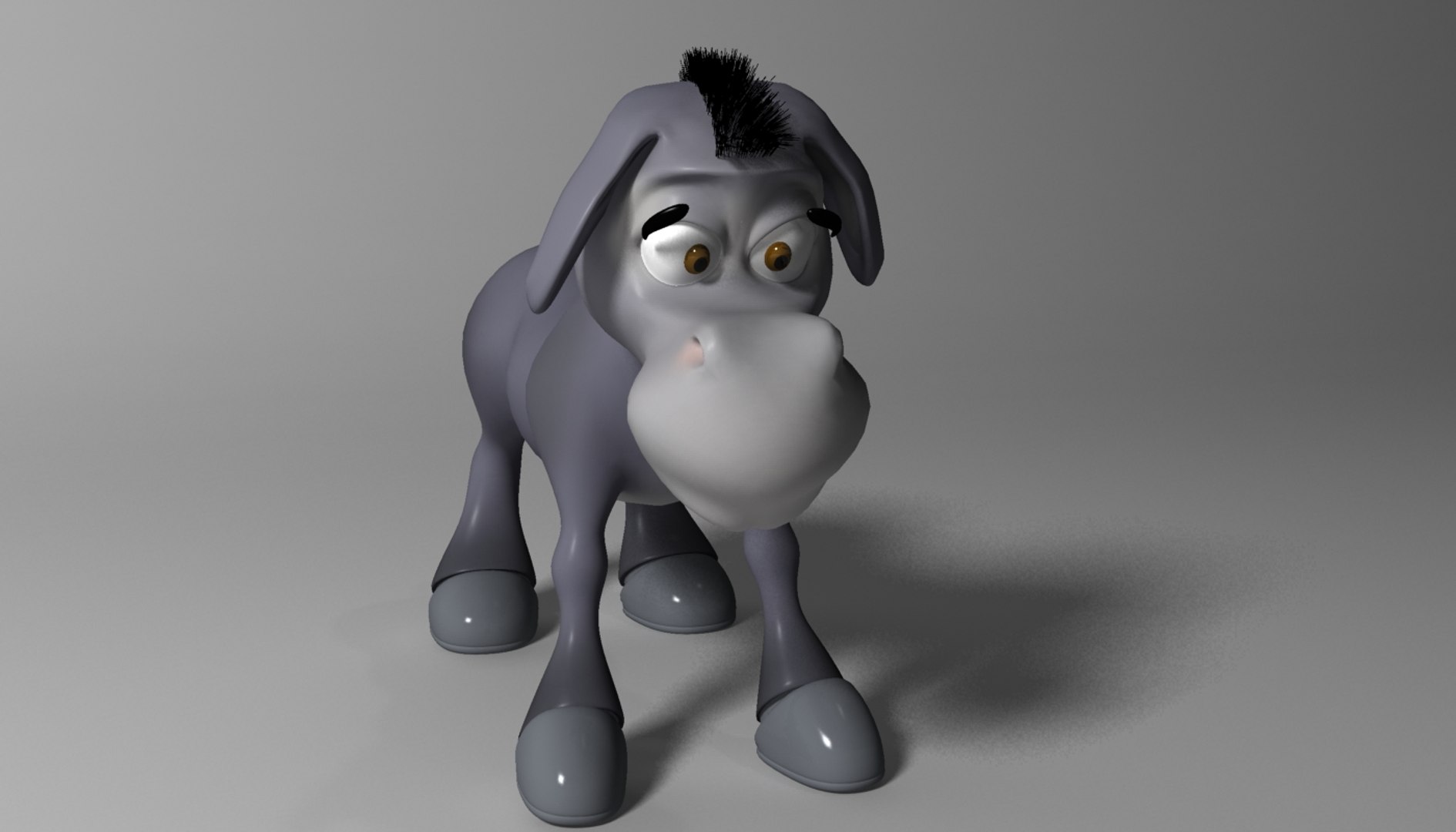 Cartoon Donkey Rigged 3d Model
